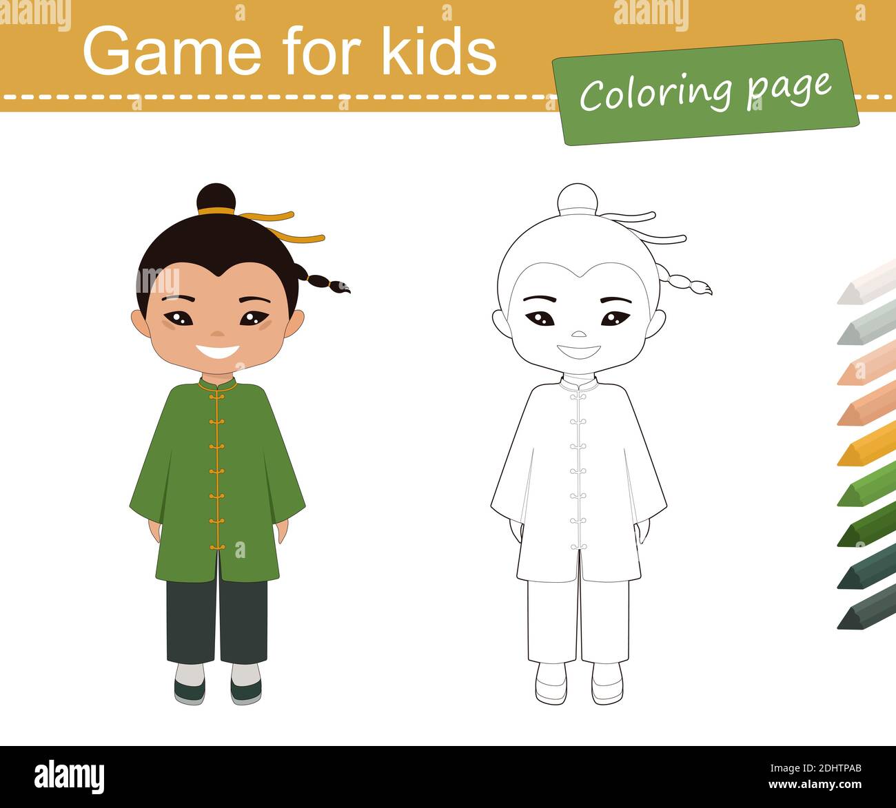 Coloring page. Educational game for children. Flat cartoon style ...