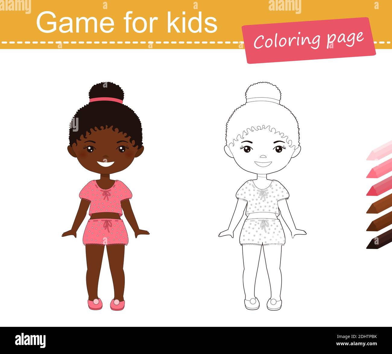 Coloring page. Educational game for children. Flat cartoon style ...