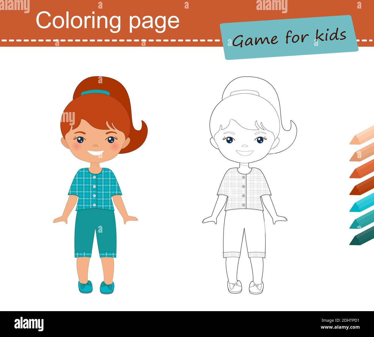 Coloring page. Educational game for children. Flat cartoon style ...