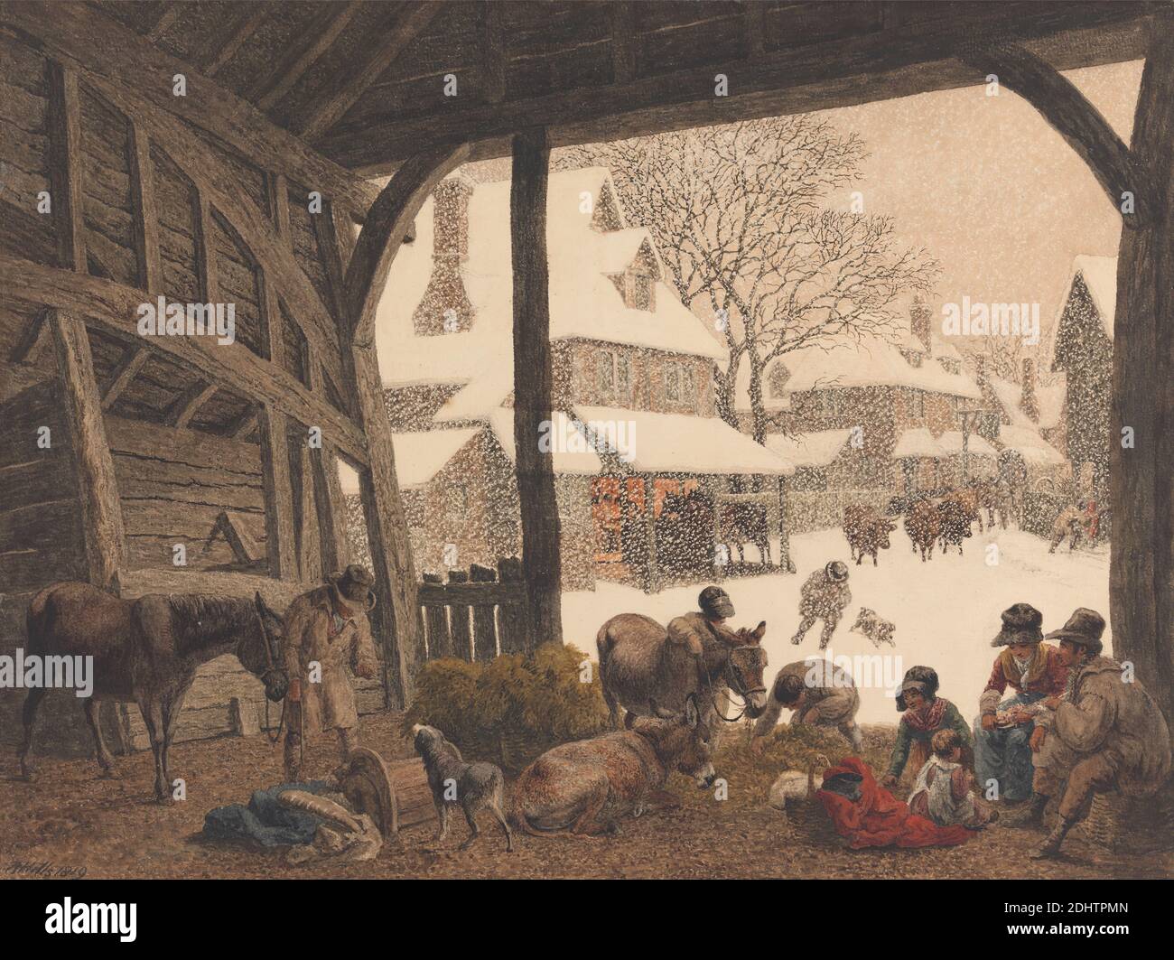 A Village Snow Scene, Robert Hills, 1769–1844, British, 1819 ...