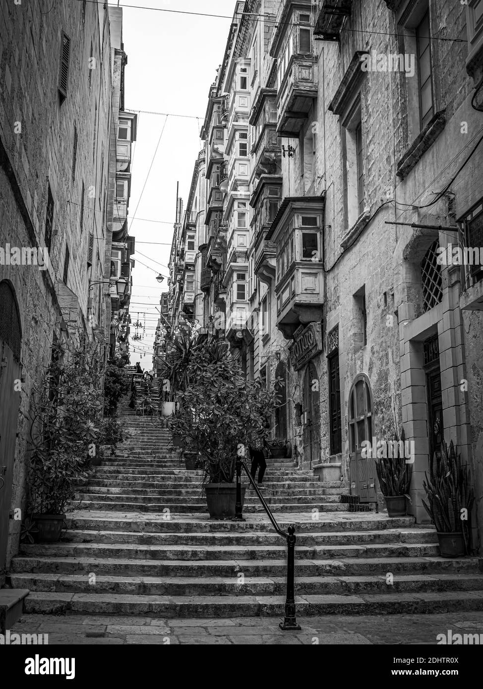 Typical street view in the historic district of Valletta Stock Photo ...