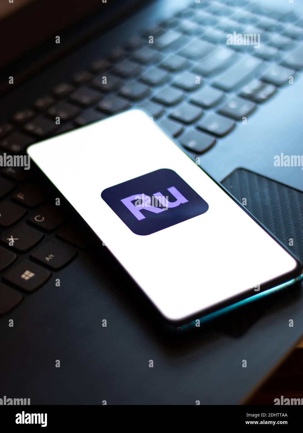 Assam, india - November 29, 2020 : Adobe rush logo on phone screen ...