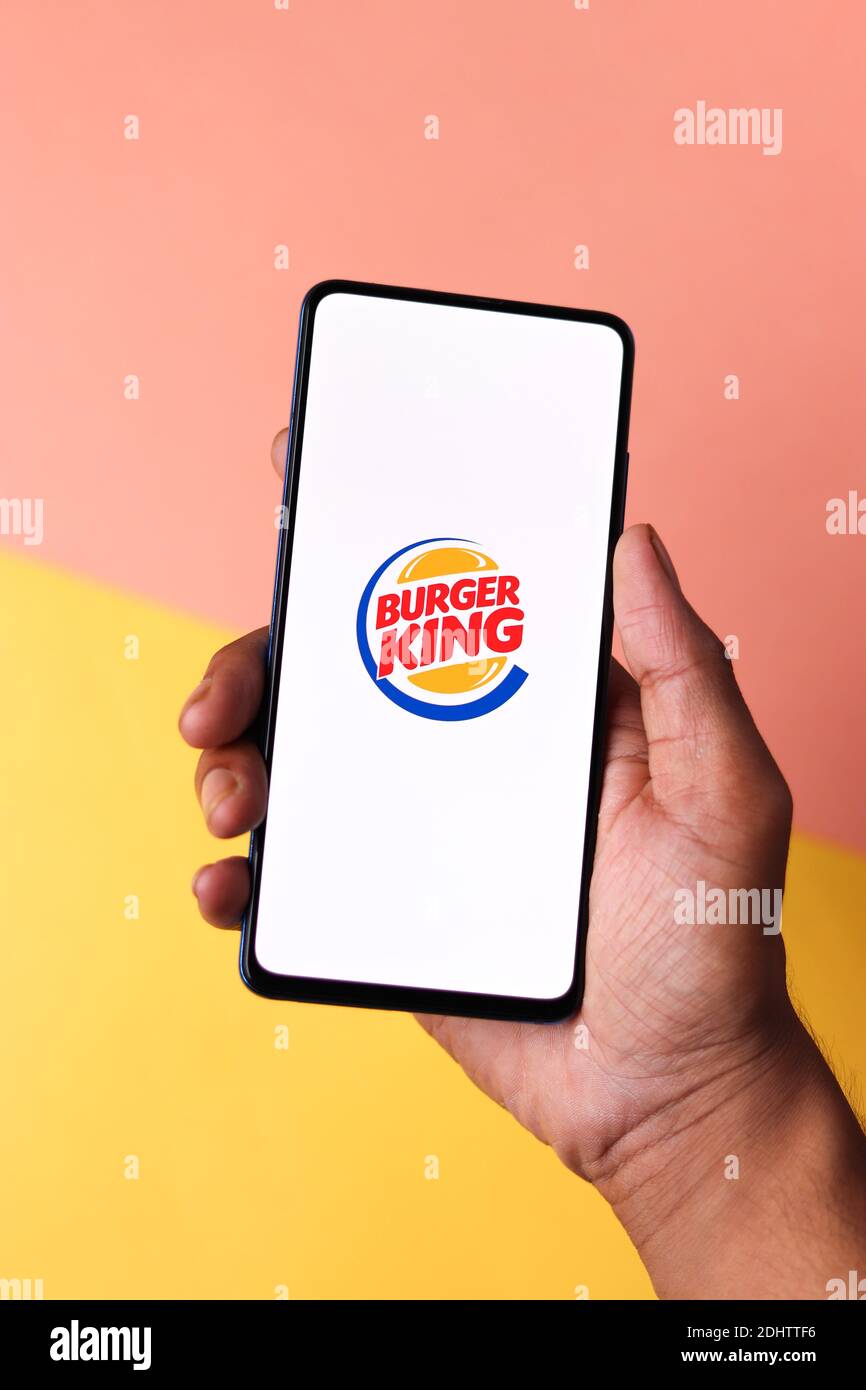 Assam, india - December 20, 2020 : Burger King logo on phone screen ...