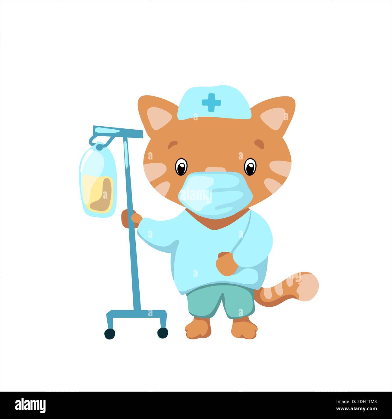 Doctor cat with surgical dropper, cute animal vector illustration on ...