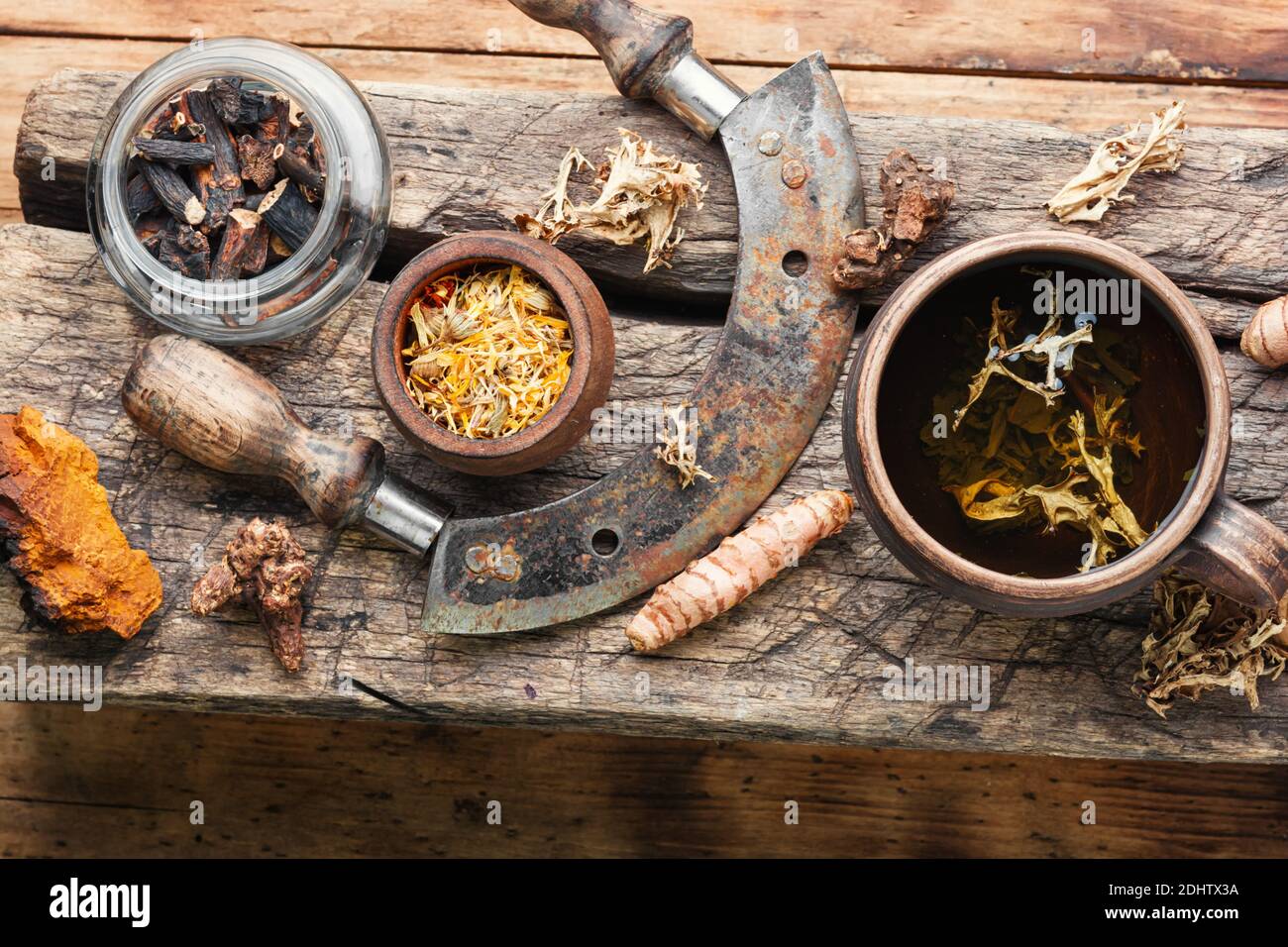 Herbal tea from medicinal herbs.Medicinal plants and roots in herbal ...