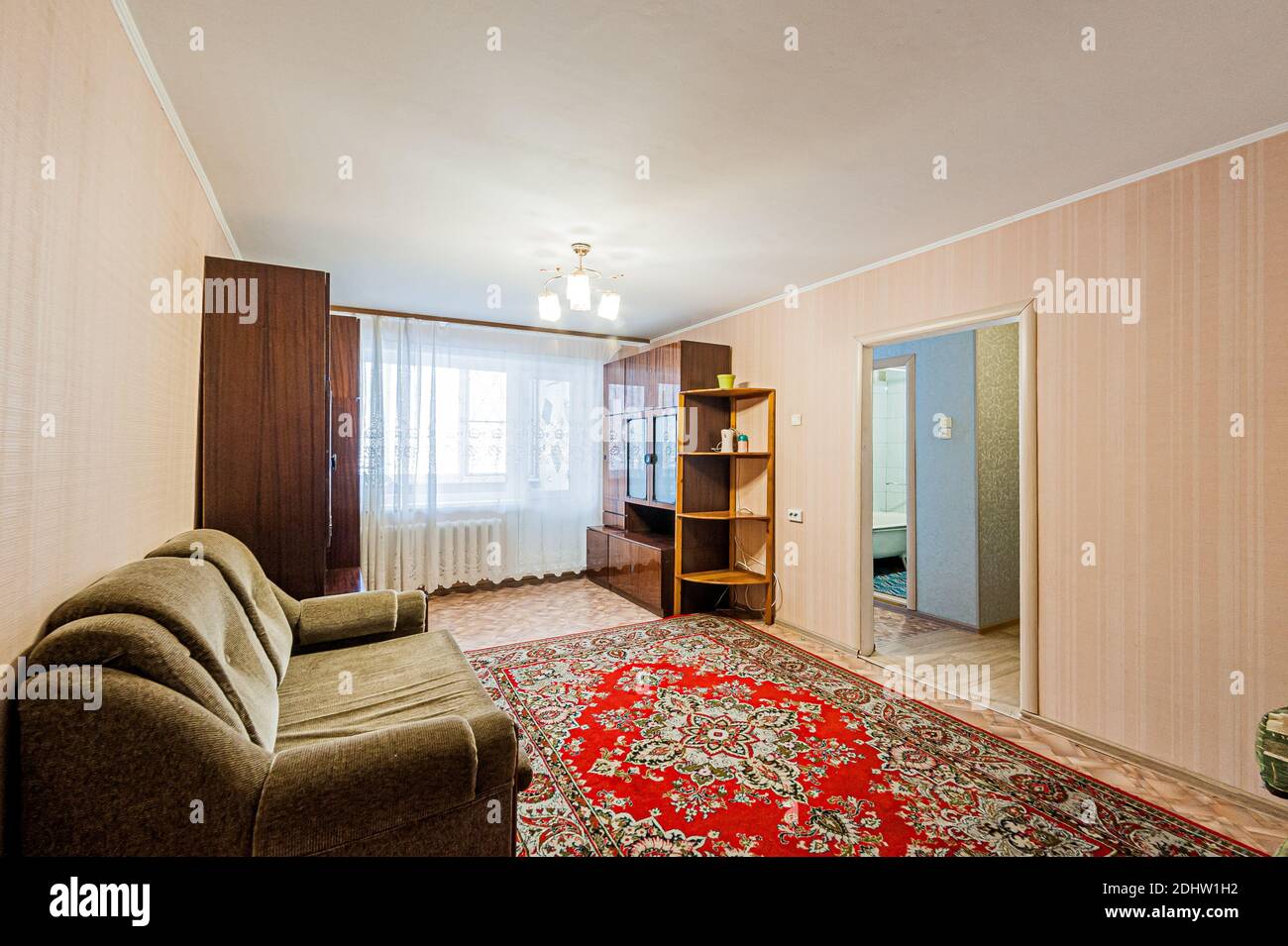 Russia, Moscow- April 17, 2020: interior room apartment shabby old ...