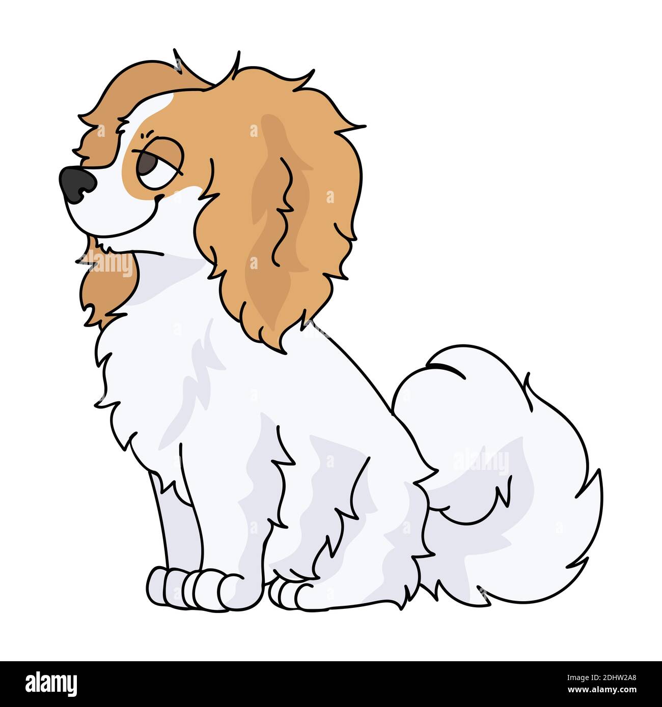 Cute cartoon Papillon sitting dog vector clipart. Pedigree kennel ...