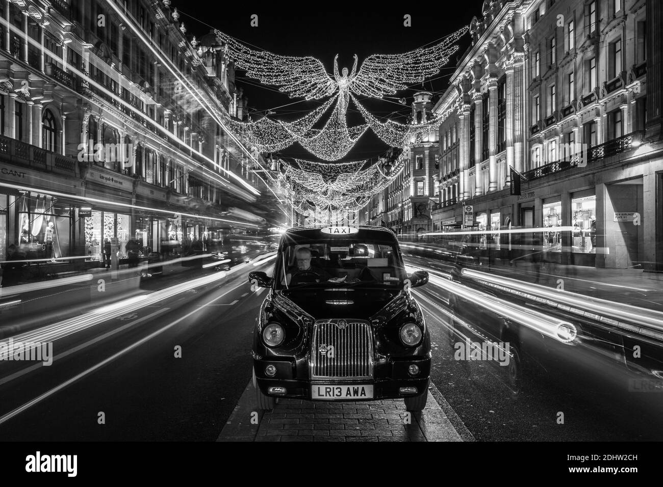 Angel in lights Black and White Stock Photos & Images - Alamy