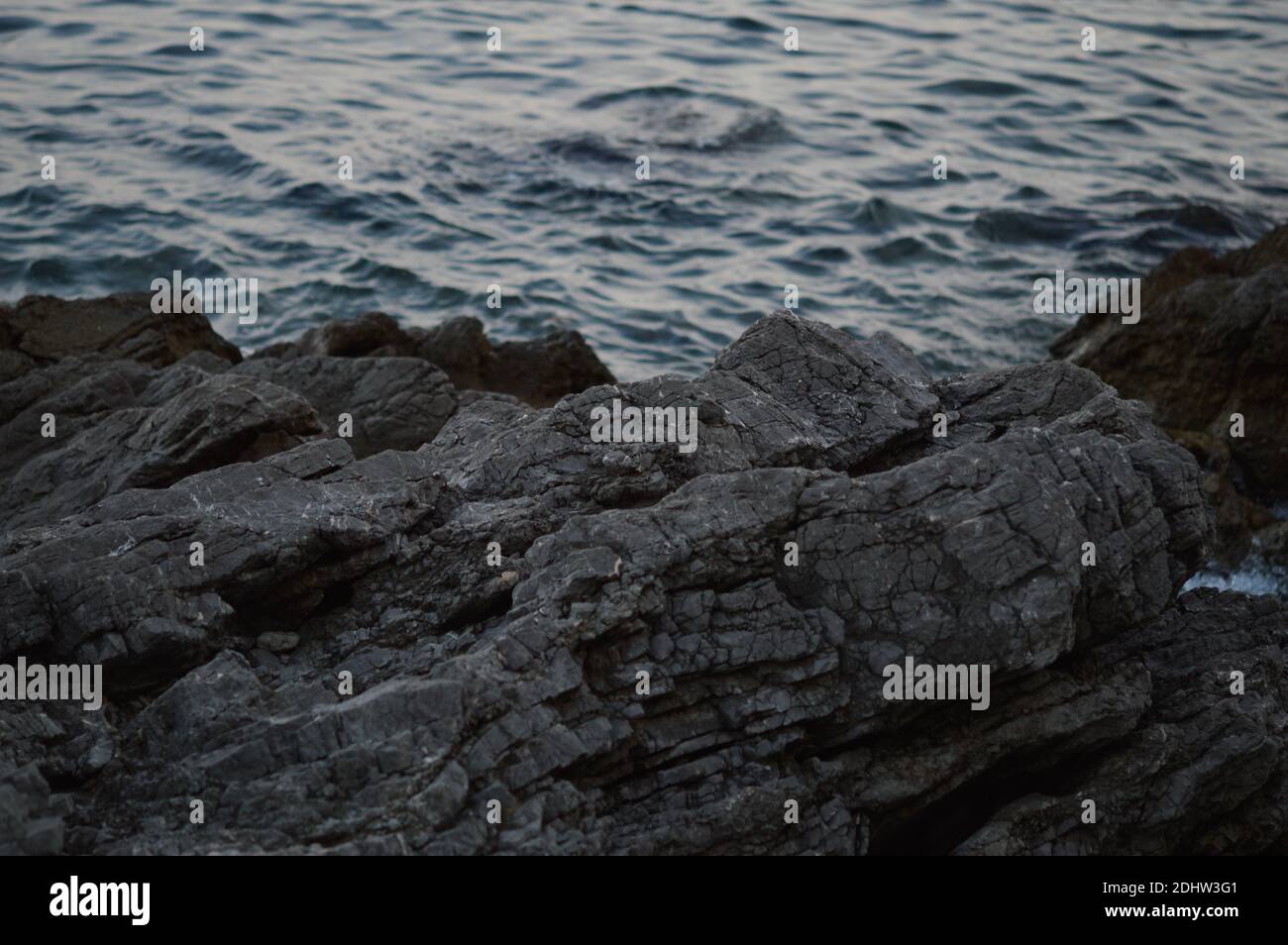 Rocks at the beach rocks close up rock texture. Croatia sea Stock Photo ...