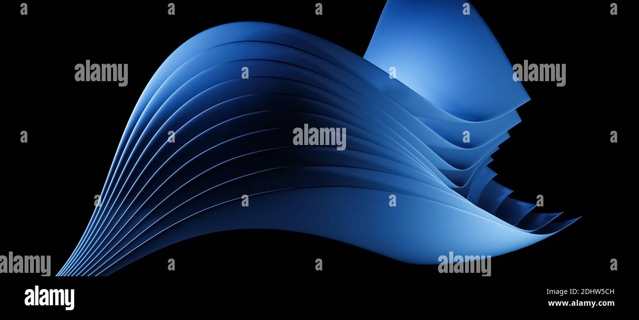 Abstract modern twisted 3D object with many layers, flowing curves or ...