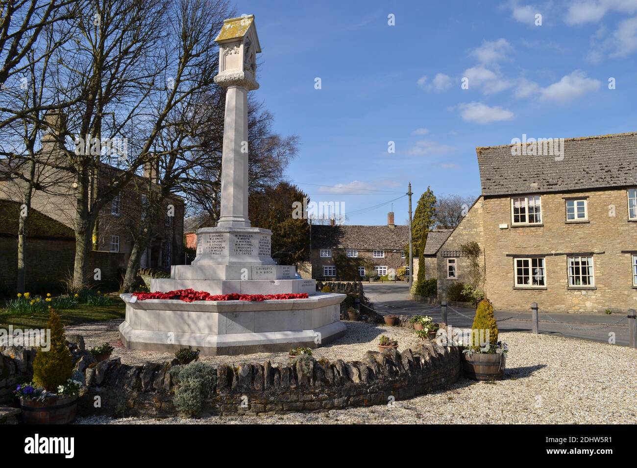 Village war memorial with wreaths hi-res stock photography and images ...