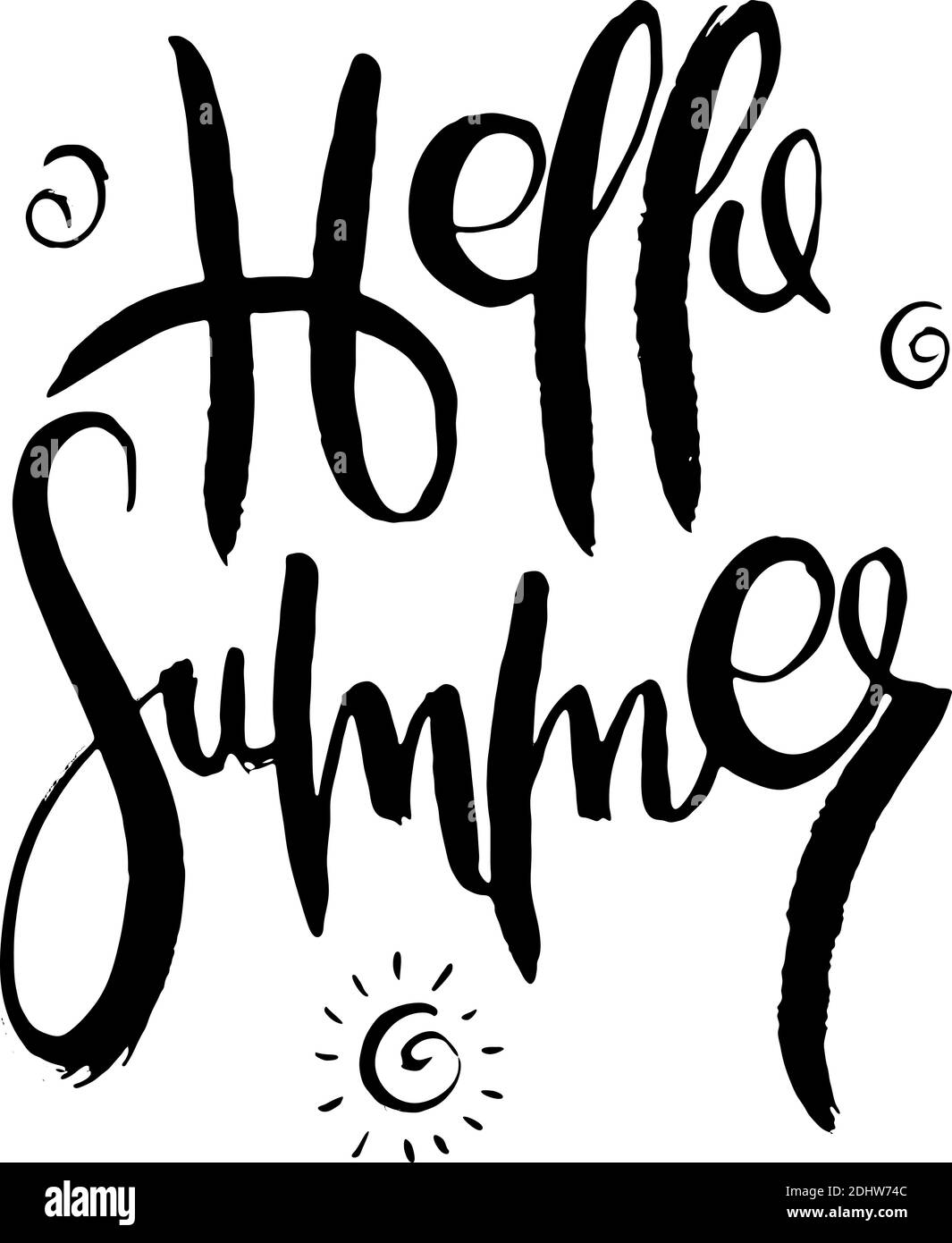 Hello summer. Grunge lettering isolated artwork. Typography stamp for t ...