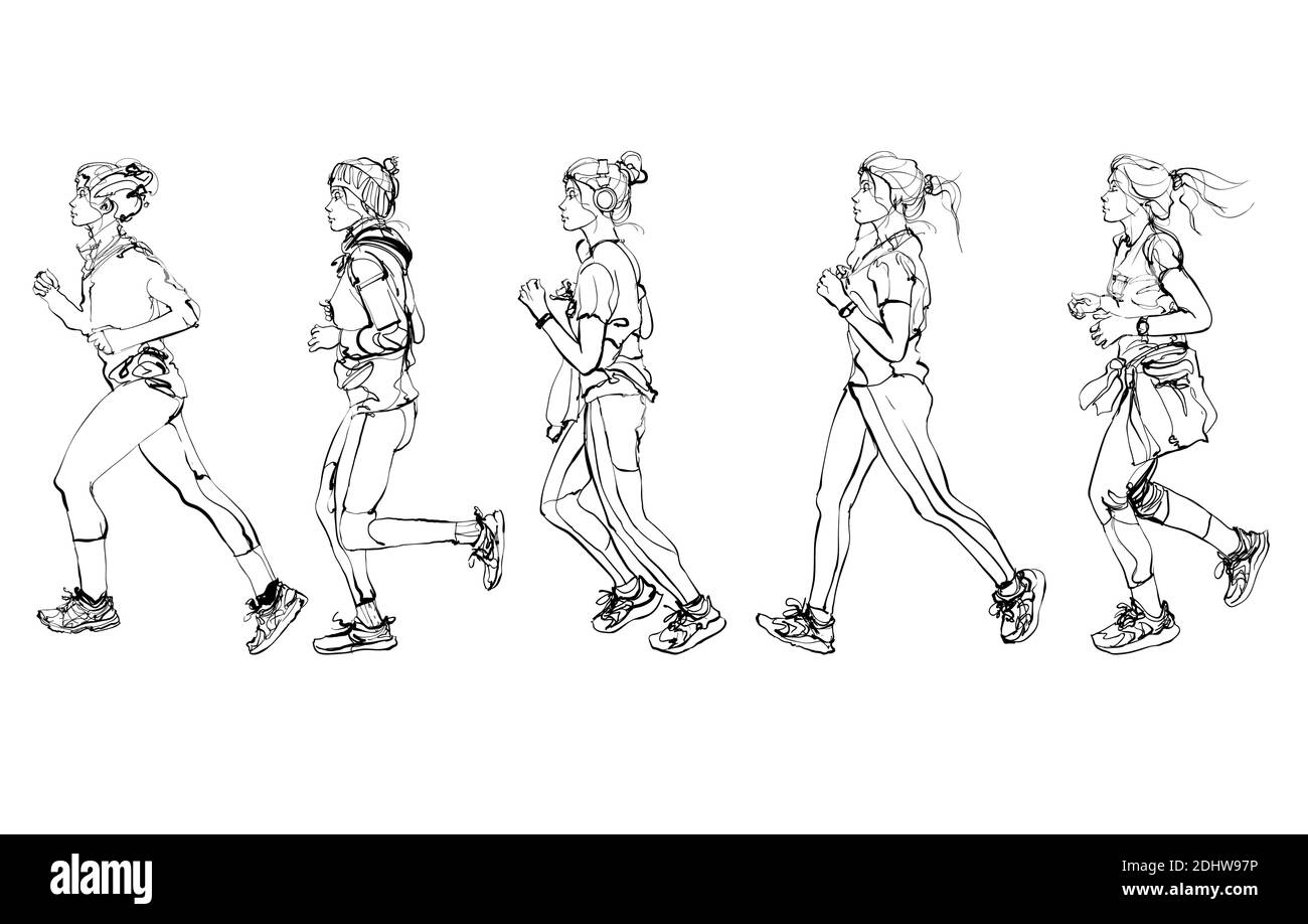 Young women running - vector illustration Stock Vector Image & Art - Alamy
