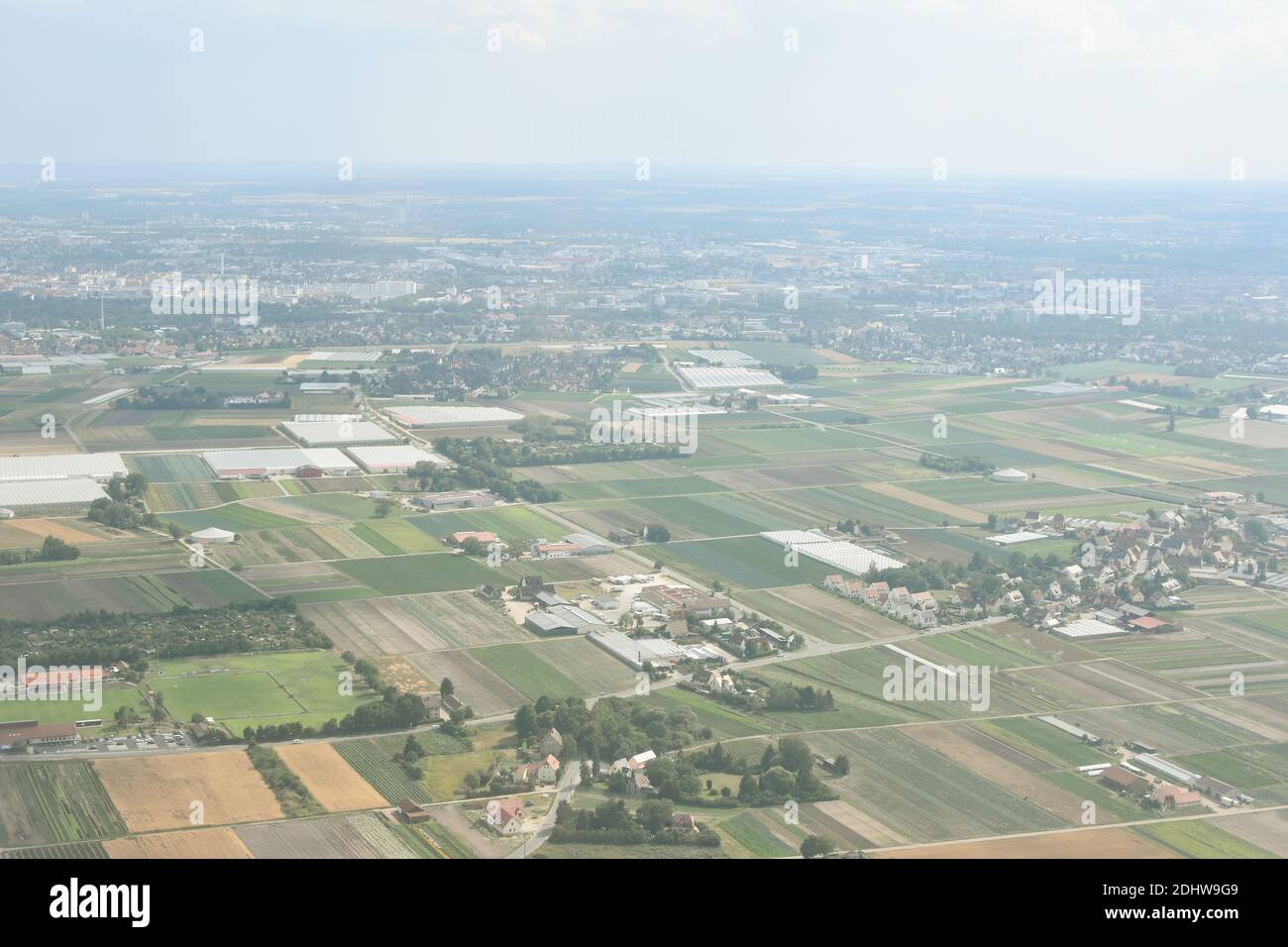 Aerial view of the town from airplane window Stock Photo - Alamy