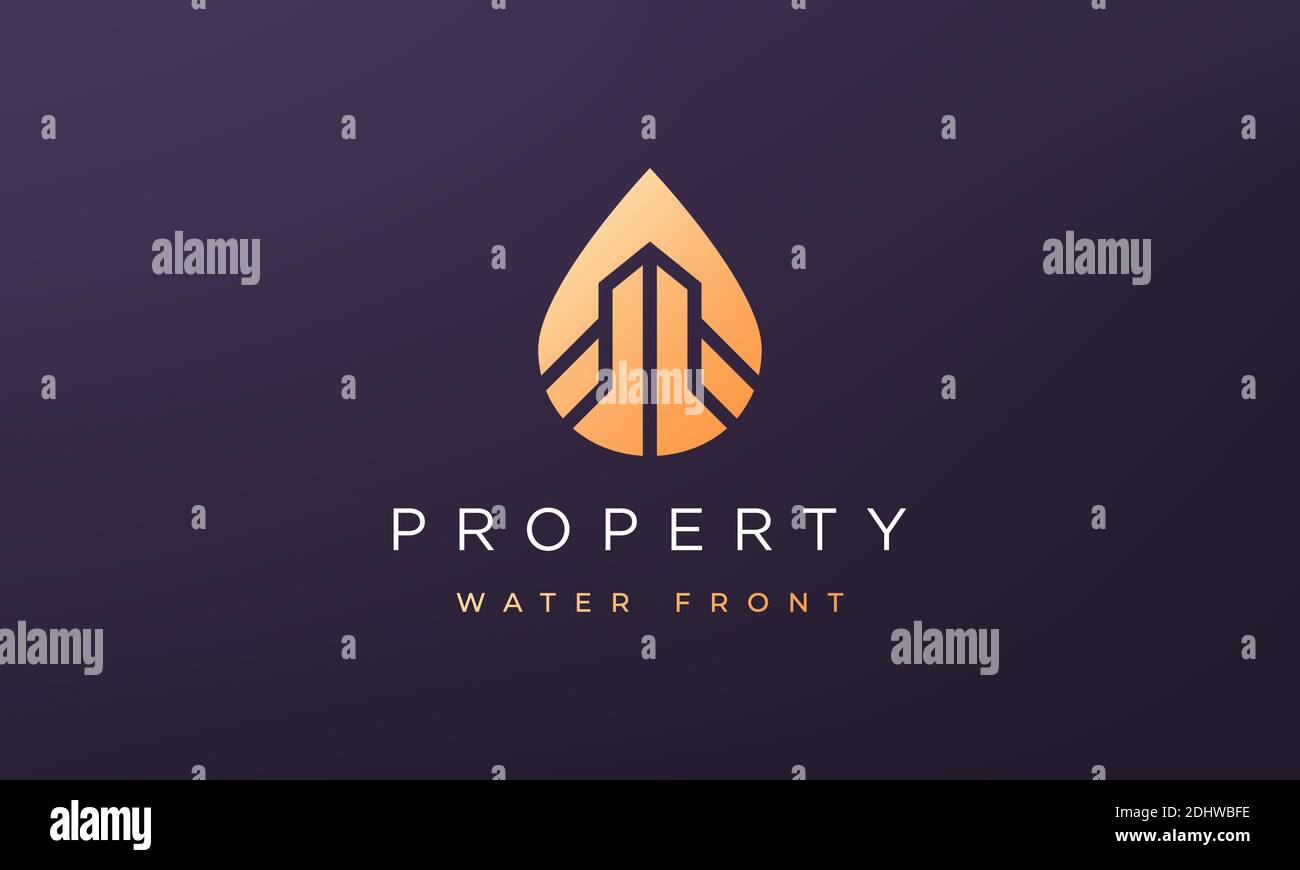 abstract property and water logo concept in a minimal and modern style ...