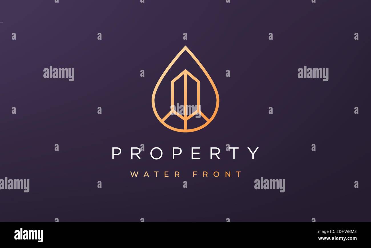 property and water logo concept in a minimal and modern style Stock ...