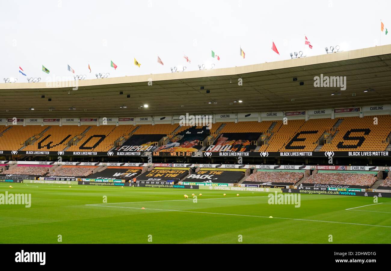 A banner Wolverhampton Wanderers' Raul Jimenez in the stands before the ...