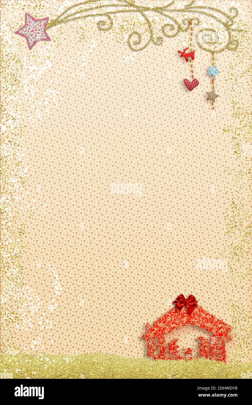 Christmas Nativity Scene crib greetings cards. Christmas postcard ...