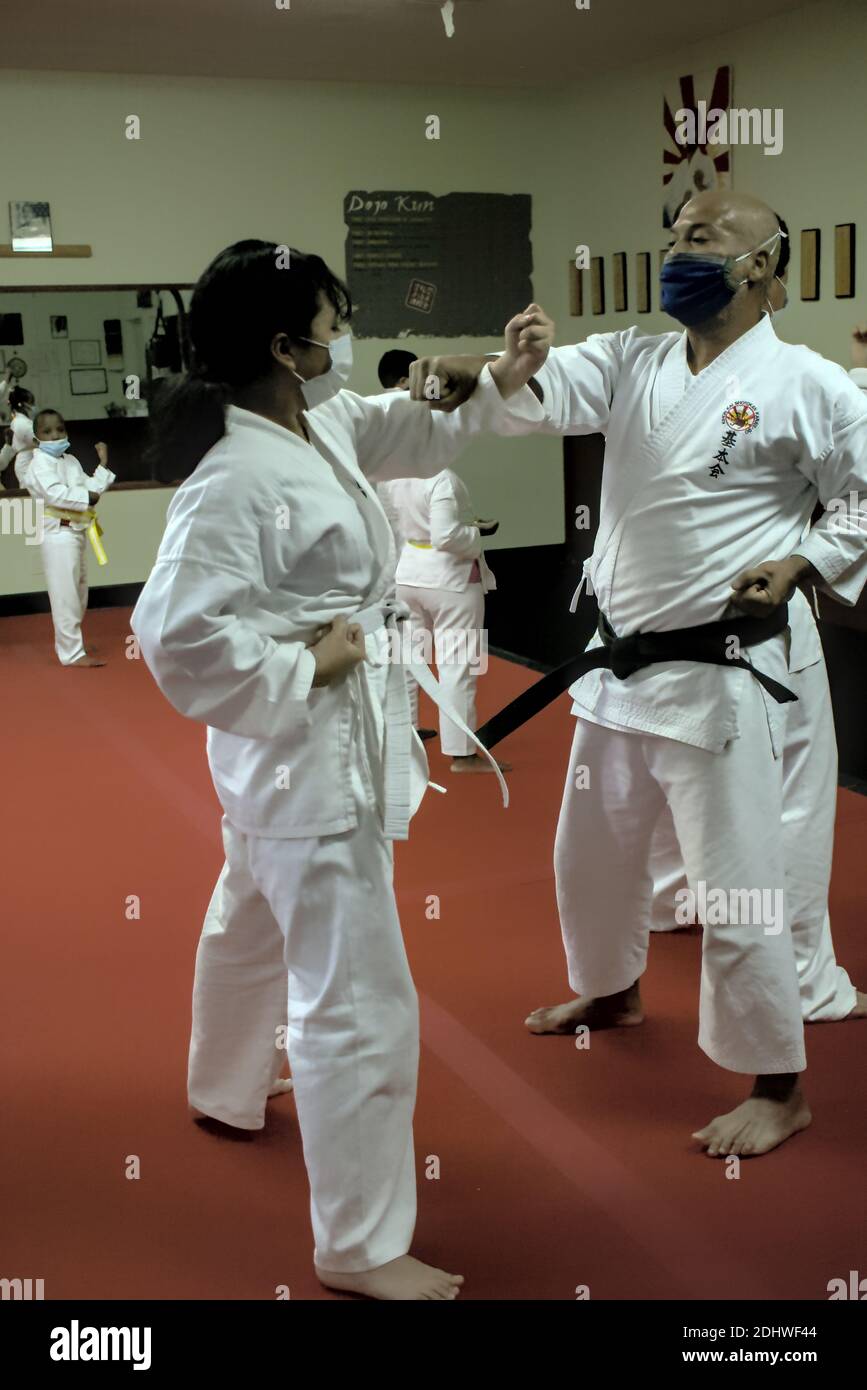 This action photo is of my daughter and her classmates in a Karate ...