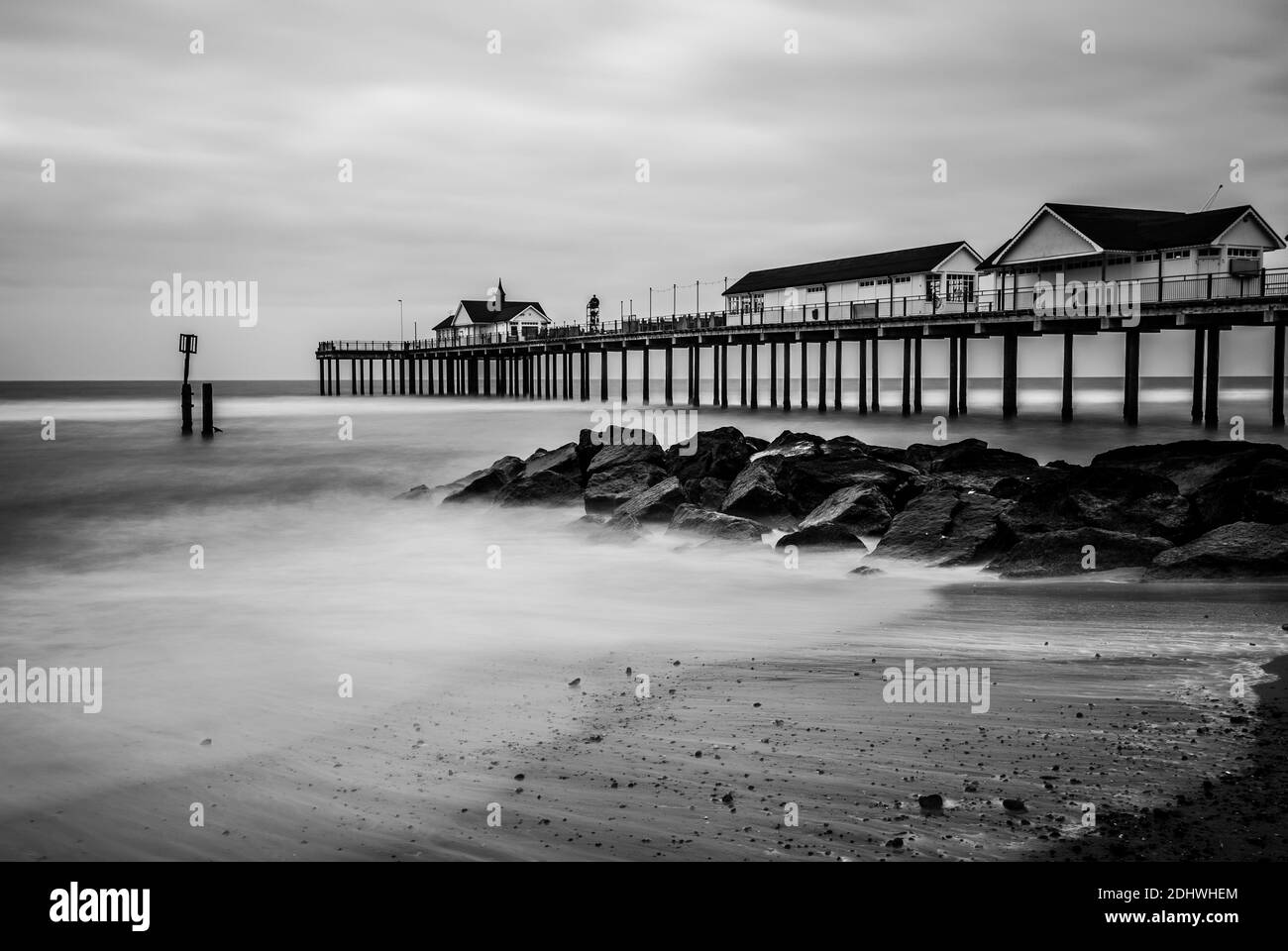 Seascape cloudy day rock Black and White Stock Photos & Images - Alamy