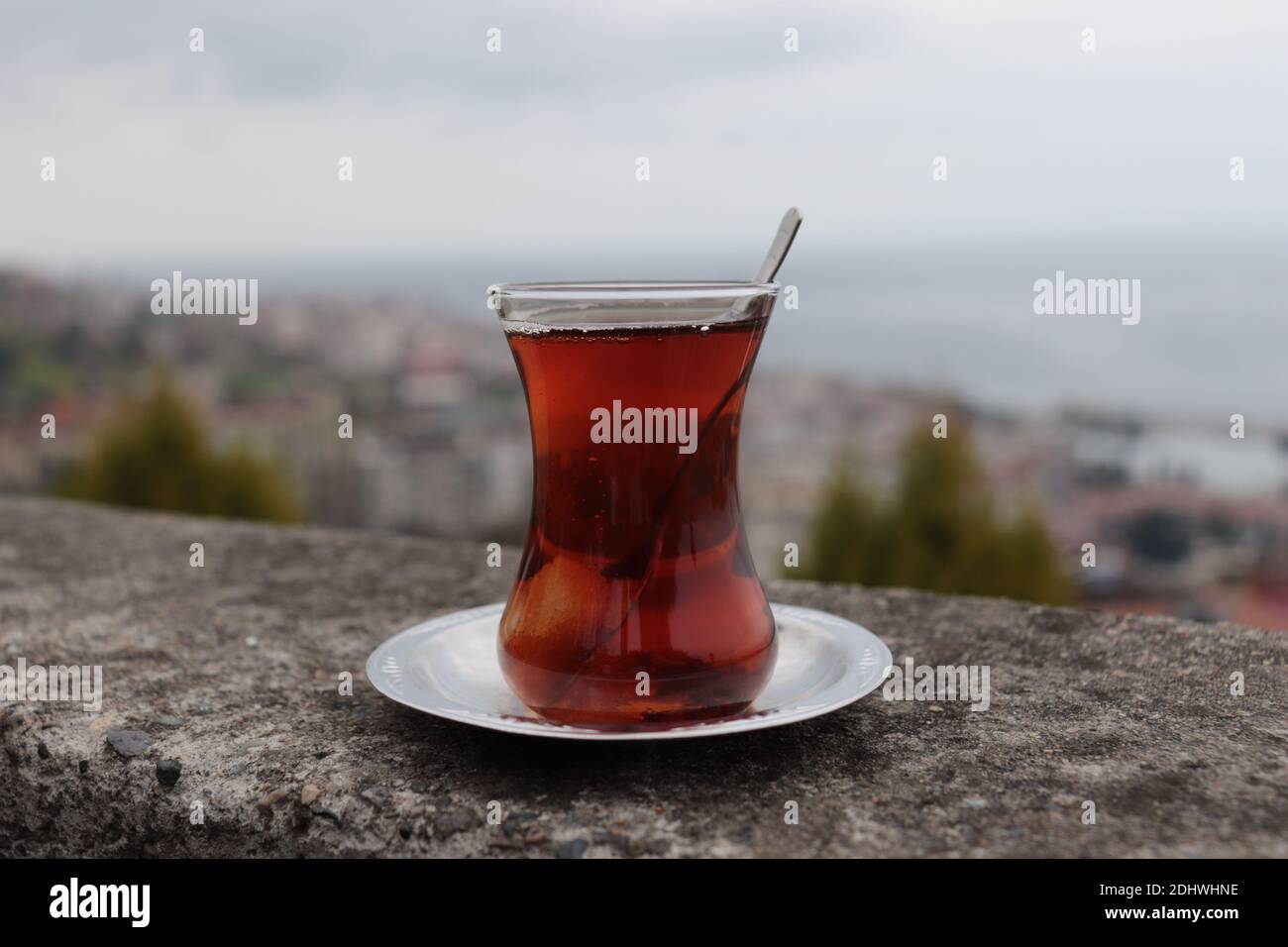 traditional Turkish tea with the view Stock Photo - Alamy