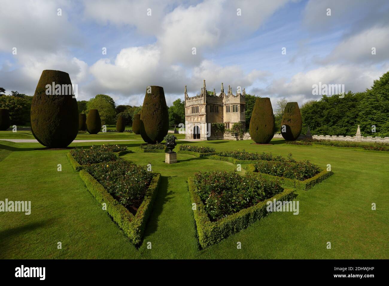 Gardens at the house at Lanhydrock estate in Cornwall, england, uk ...