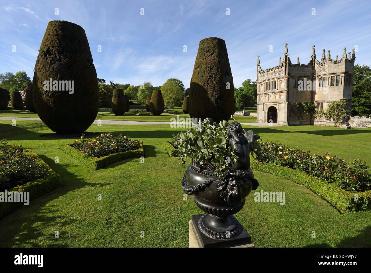 Gardens at the house at Lanhydrock estate in Cornwall, england, uk ...