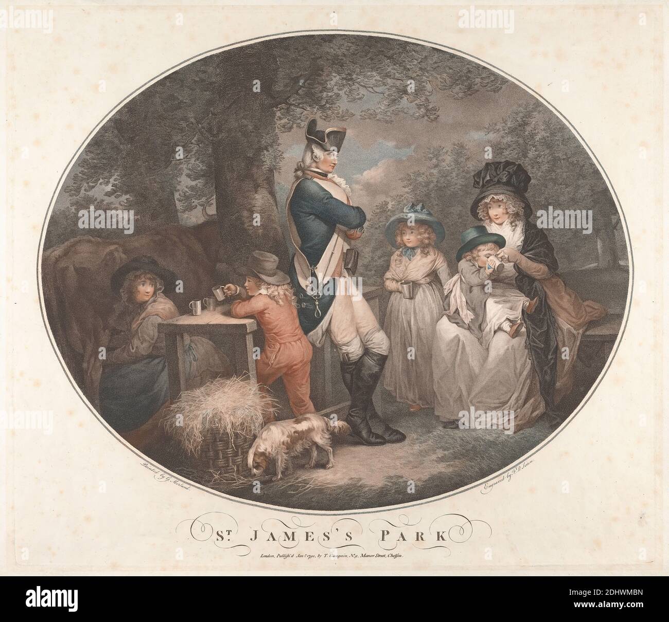 St. James Park, George Morland, 1763–1804, British, 1790, Hand colored ...