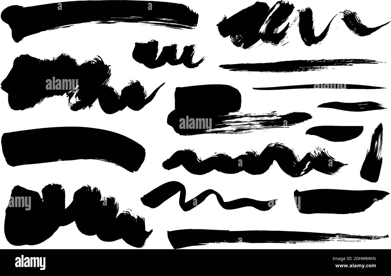Black paint wavy brush strokes vector collection Stock Vector Image ...