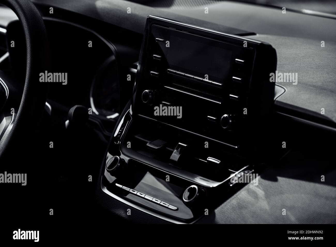 control panel and cd in a new modern car interior Stock Photo - Alamy