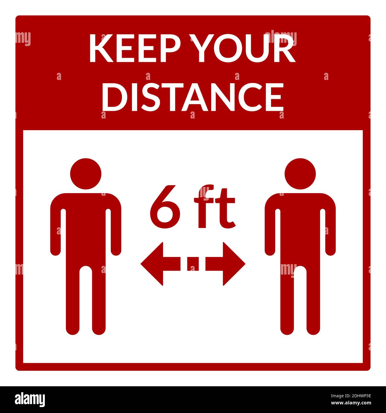 Keep Your Distance 6 ft or 6 Feet Square Social Distance Instruction ...