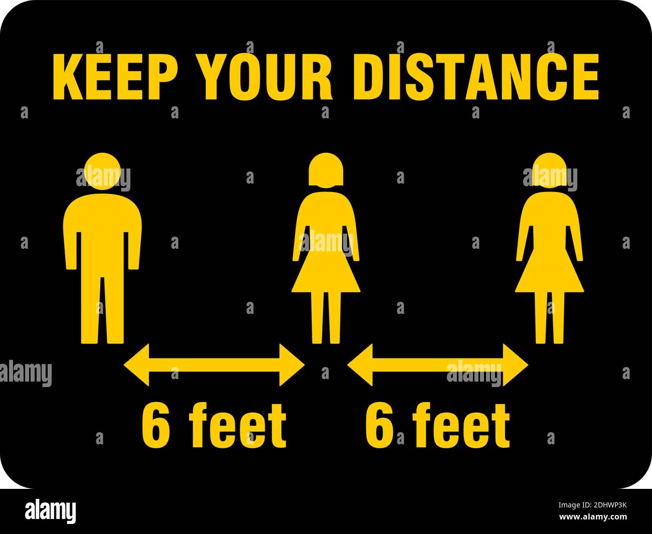 Keep Your Distance 6 Feet or 6 ft Horizontal Social Distancing ...