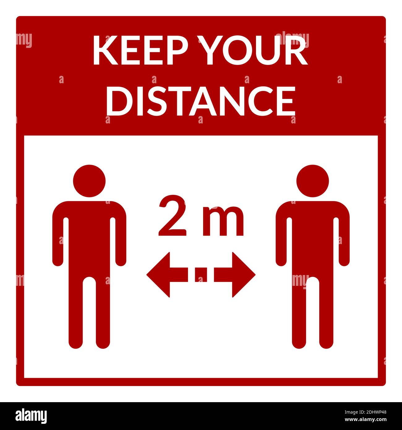 Keep Your Distance 2 m or 2 Metres Square Social Distance Instruction ...