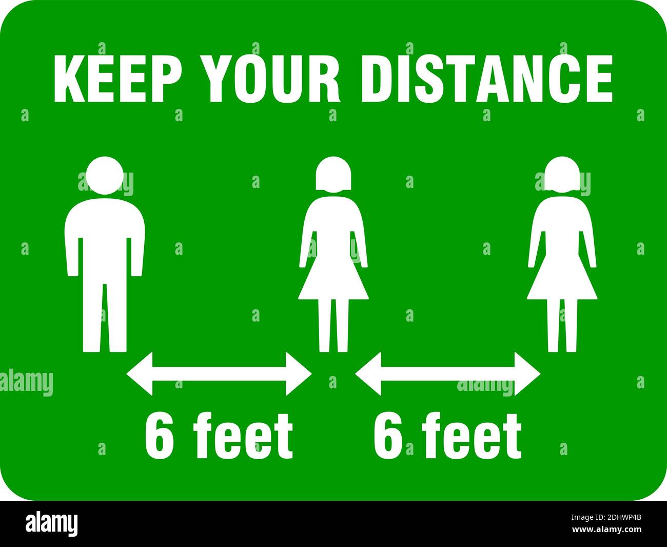 Keep Your Distance 6 Feet or 6 ft Horizontal Social Distancing ...