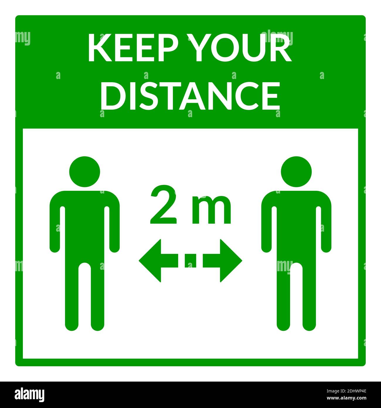 Keep Your Distance 2 m or 2 Metres Square Social Distance Instruction ...