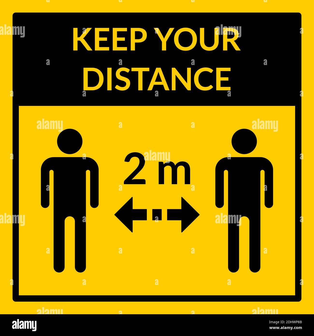 Keep Your Distance 2 m or 2 Metres Square Social Distance Instruction ...