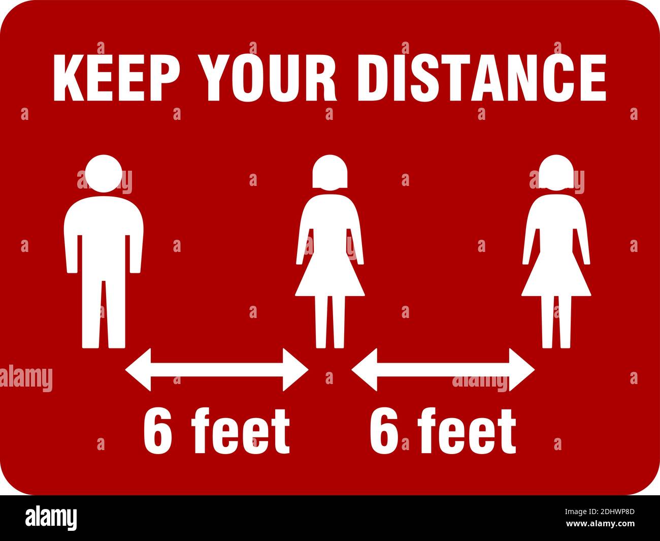 Keep Your Distance 6 Feet or 6 ft Horizontal Social Distancing ...