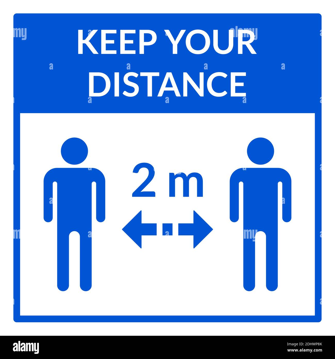 Keep Your Distance 2 m or 2 Metres Square Social Distance Instruction ...