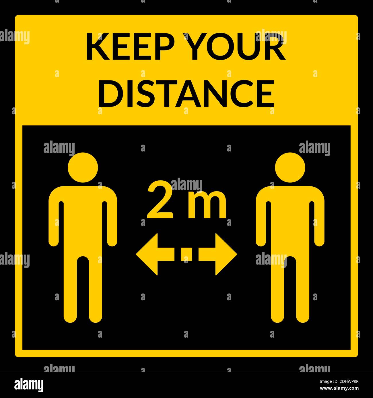 Keep Your Distance 2 m or 2 Metres Square Social Distance Instruction ...