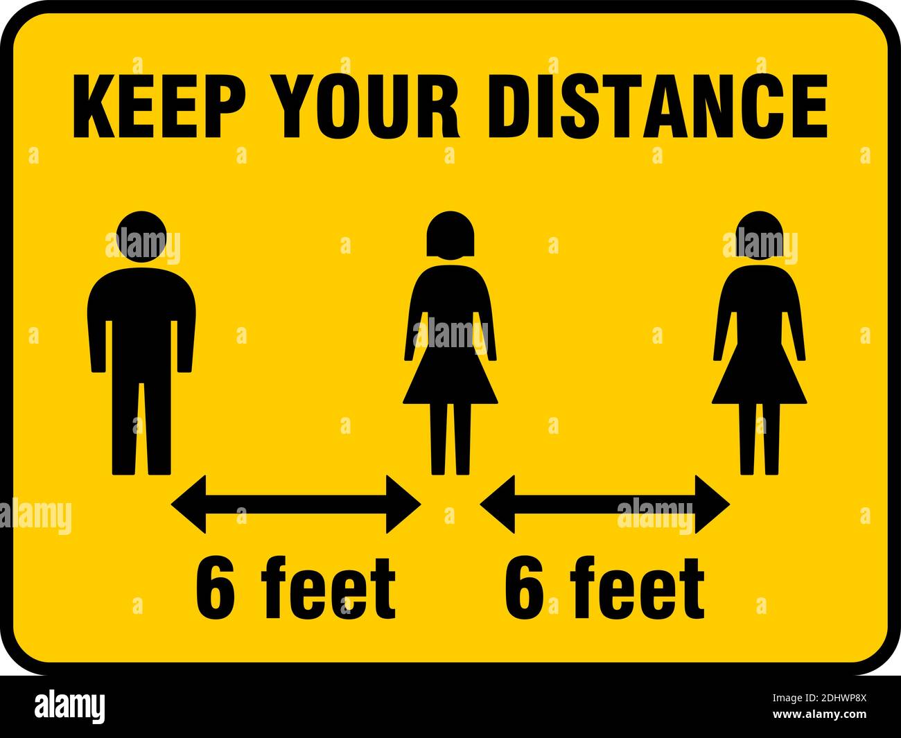 Keep Your Distance 6 Feet or 6 ft Horizontal Social Distancing ...