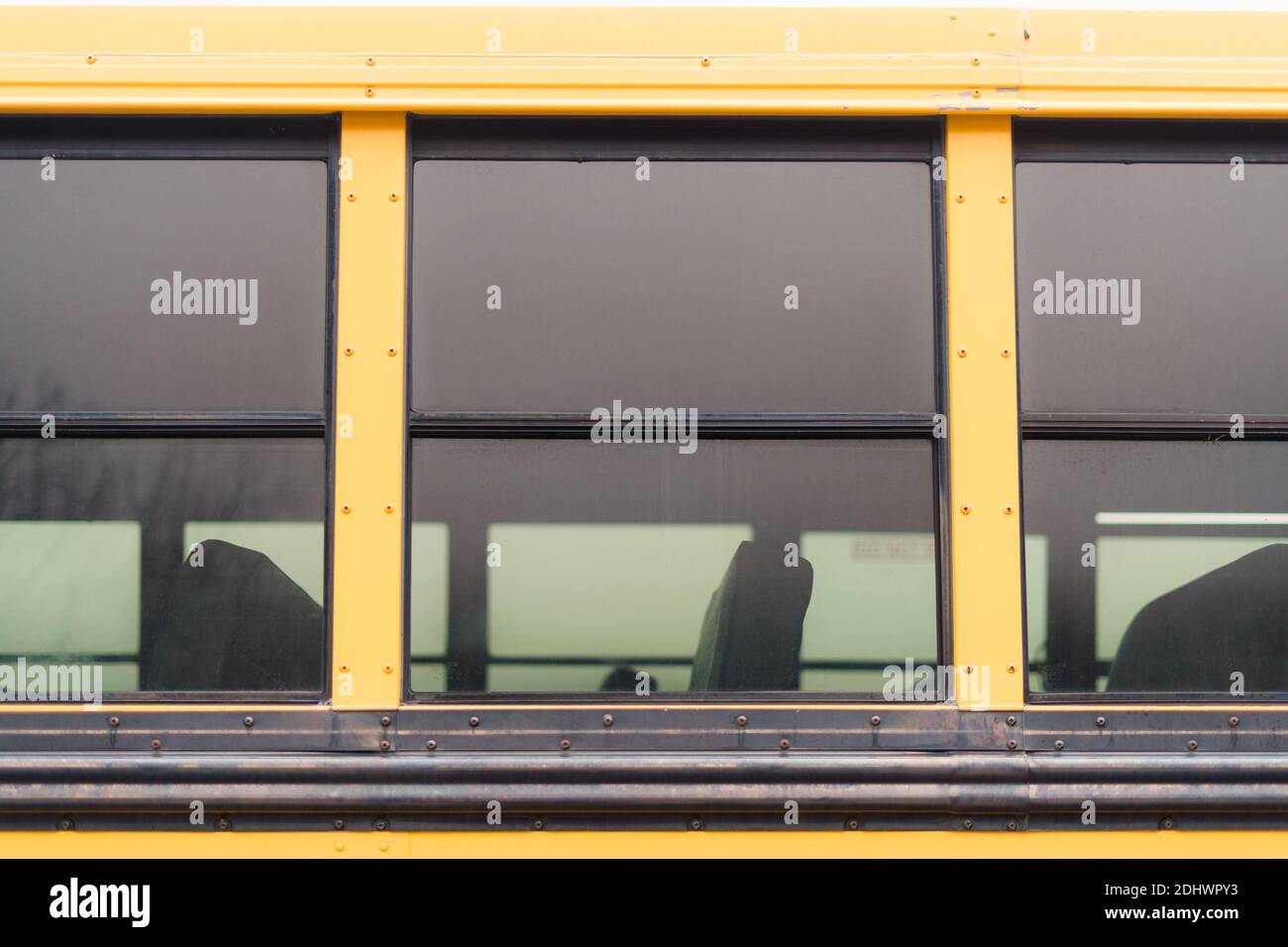 Close ups of yellow school bus on field trip Stock Photo - Alamy