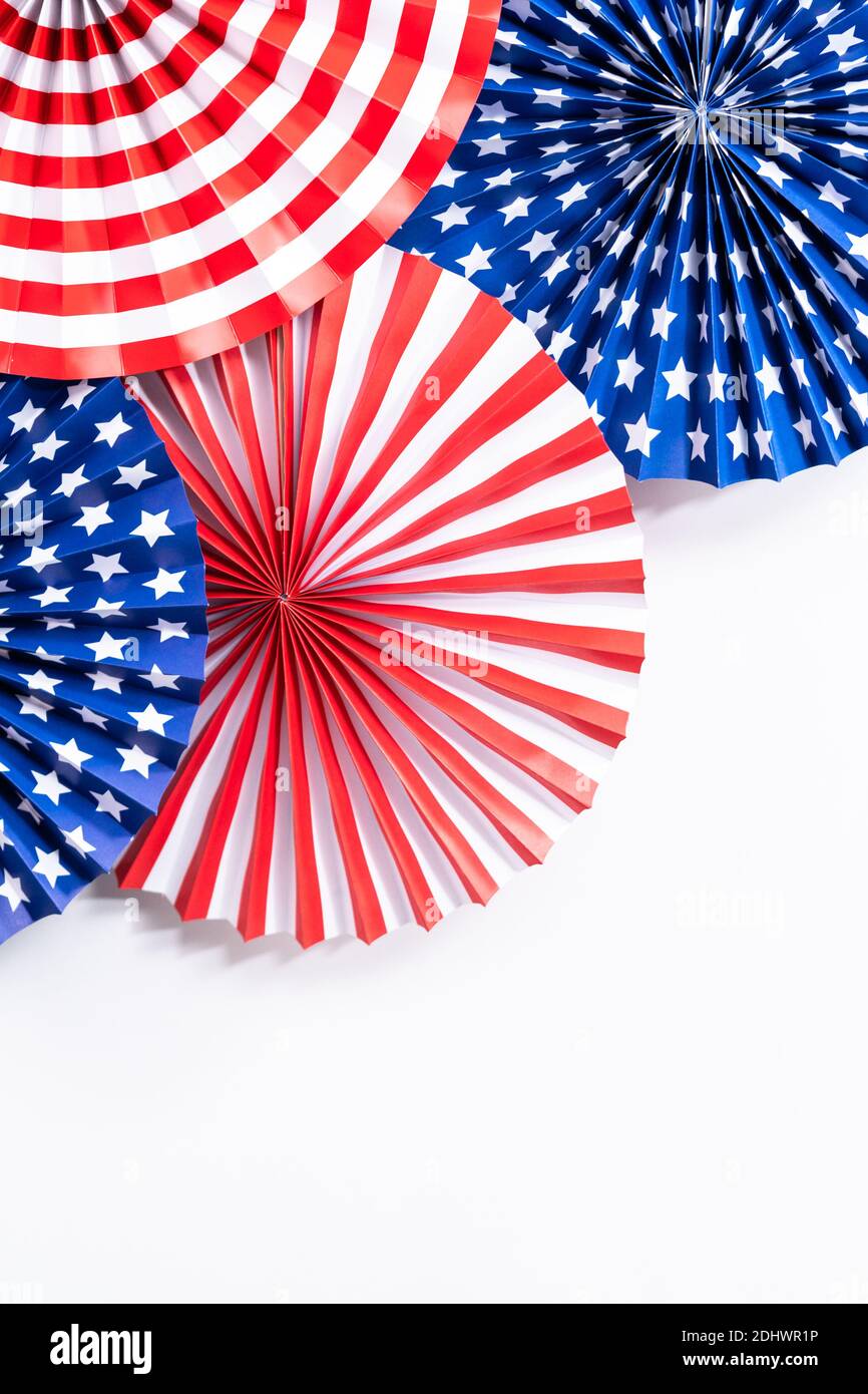 Red, white, and blue paper fans for July 4th celebration Stock Photo ...