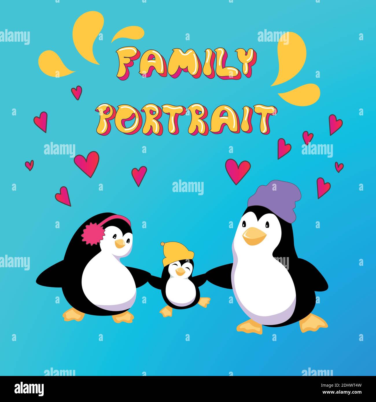 Family Portrait of Cartoon Penguins Stock Vector Image & Art - Alamy