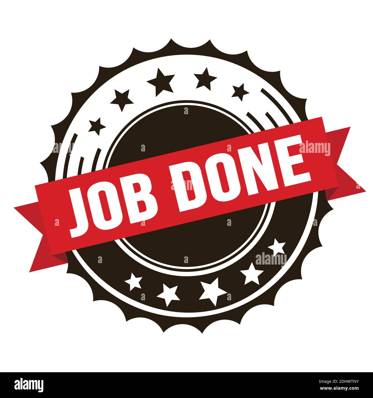 JOB DONE text on red brown ribbon badge stamp Stock Photo - Alamy