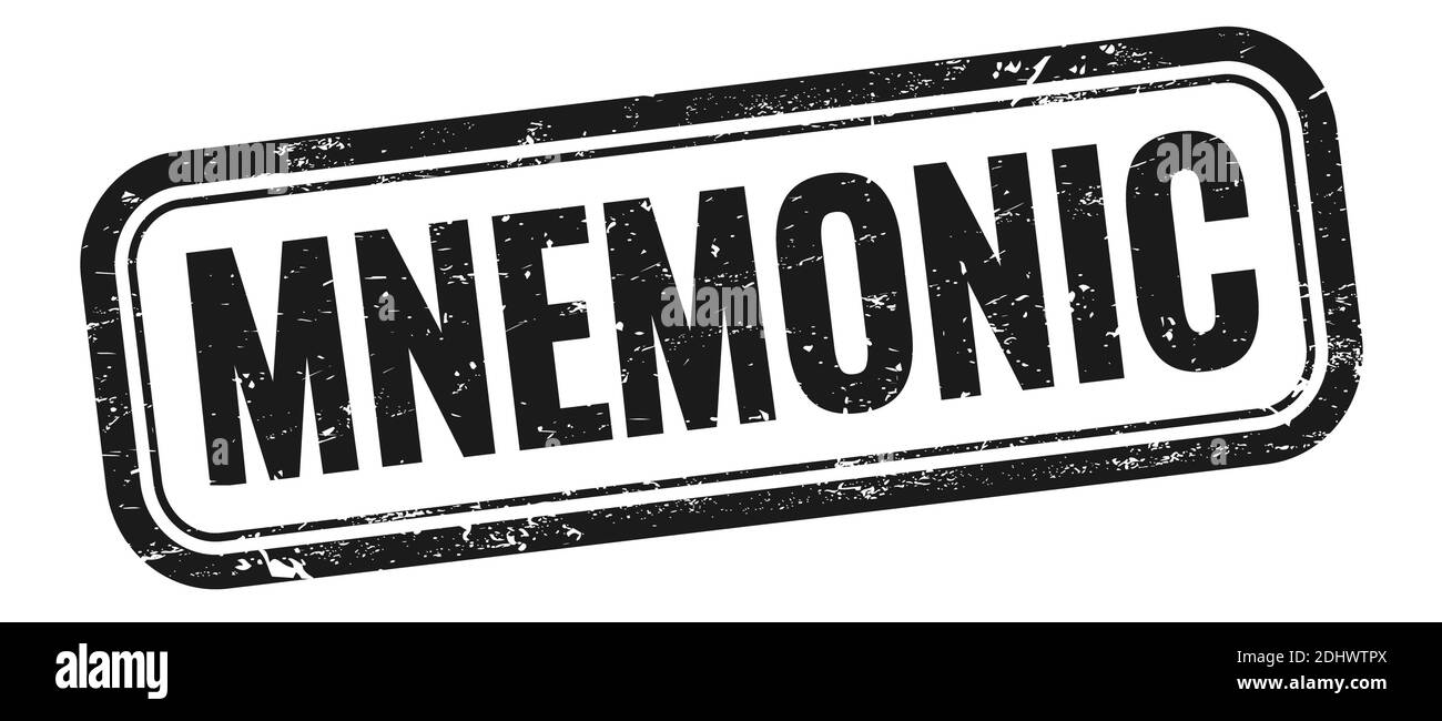 MNEMONIC text on black grungy vintage rectangle stamp Stock Photo - Alamy