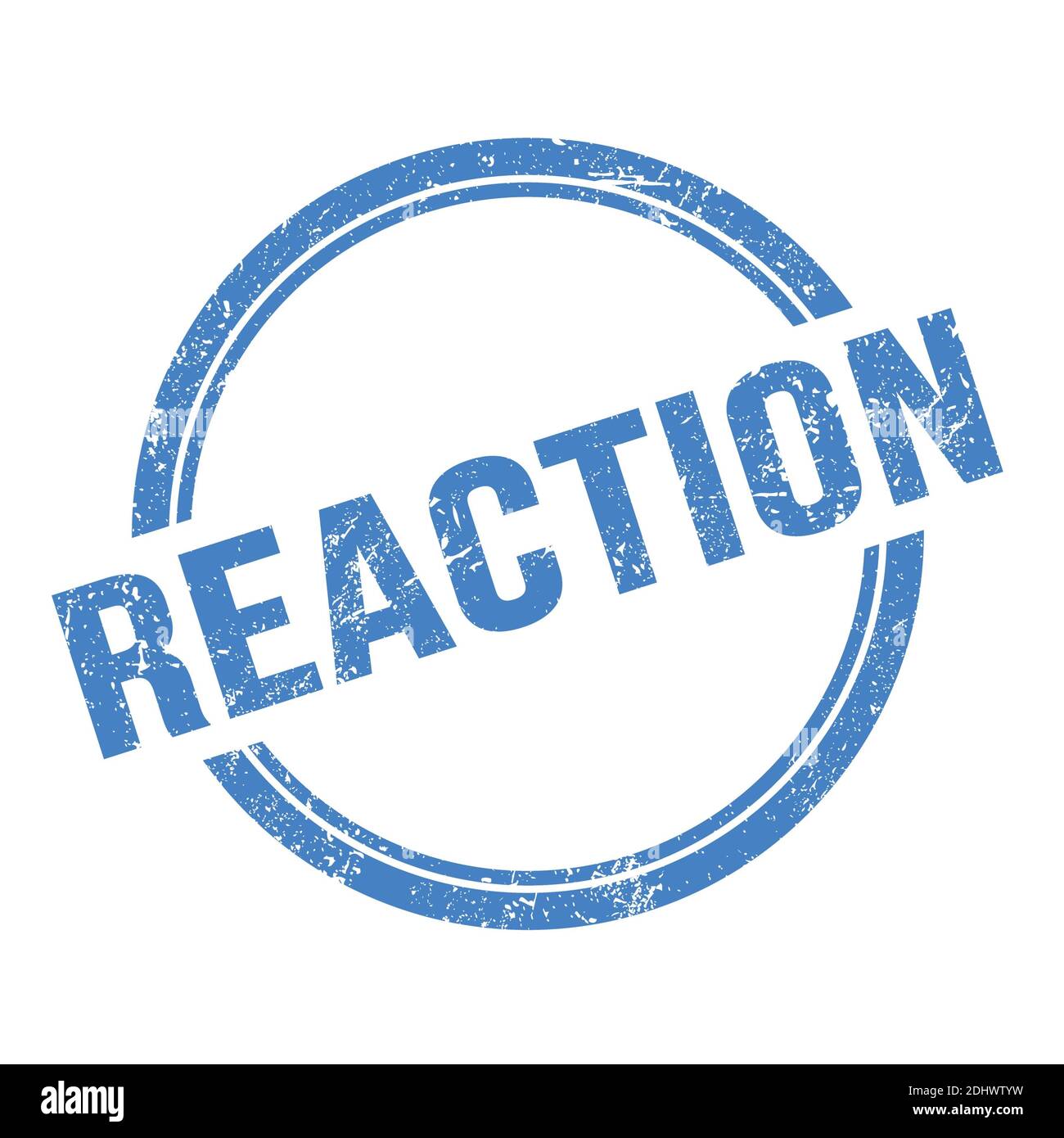 REACTION text written on blue grungy vintage round stamp Stock Photo ...