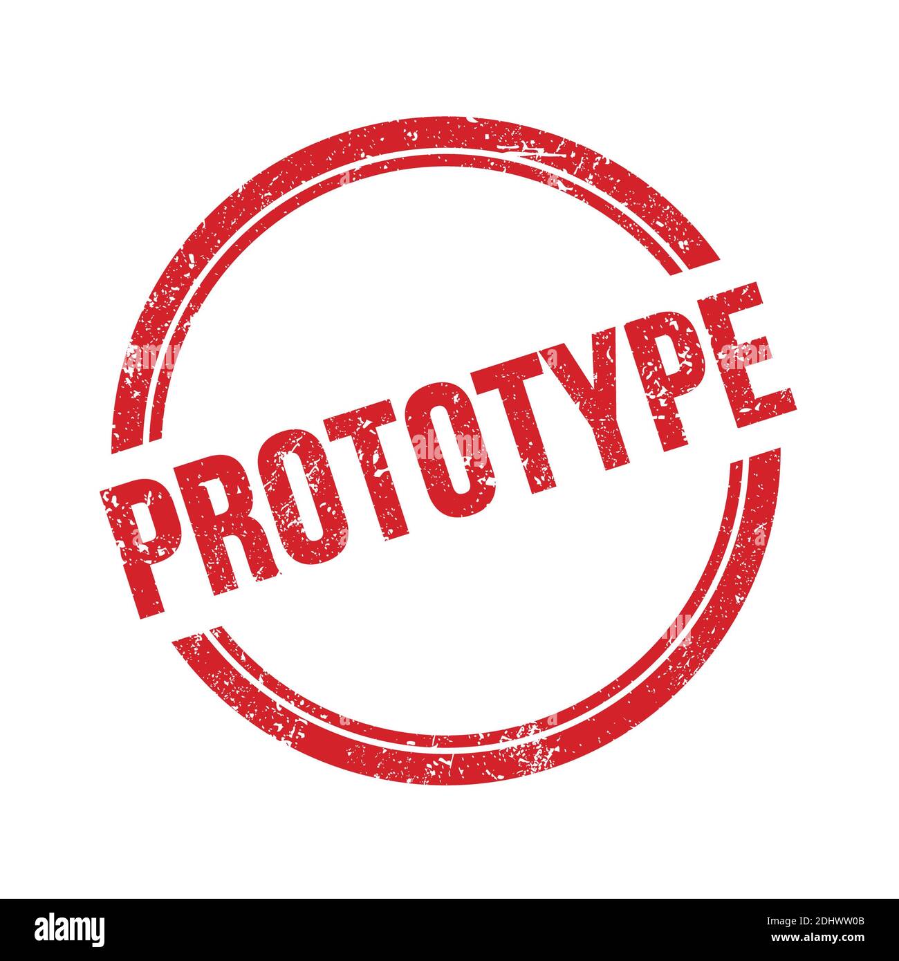 PROTOTYPE text written on red grungy vintage round stamp Stock Photo ...