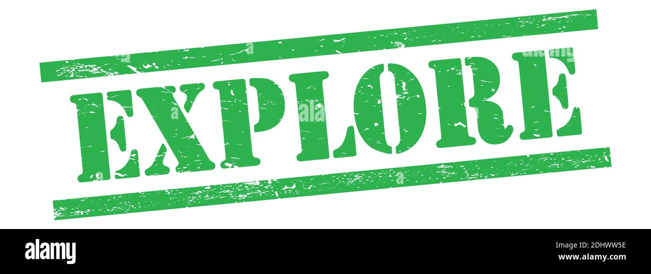 EXPLORE text on green grungy vintage rubber stamp Stock Photo - Alamy