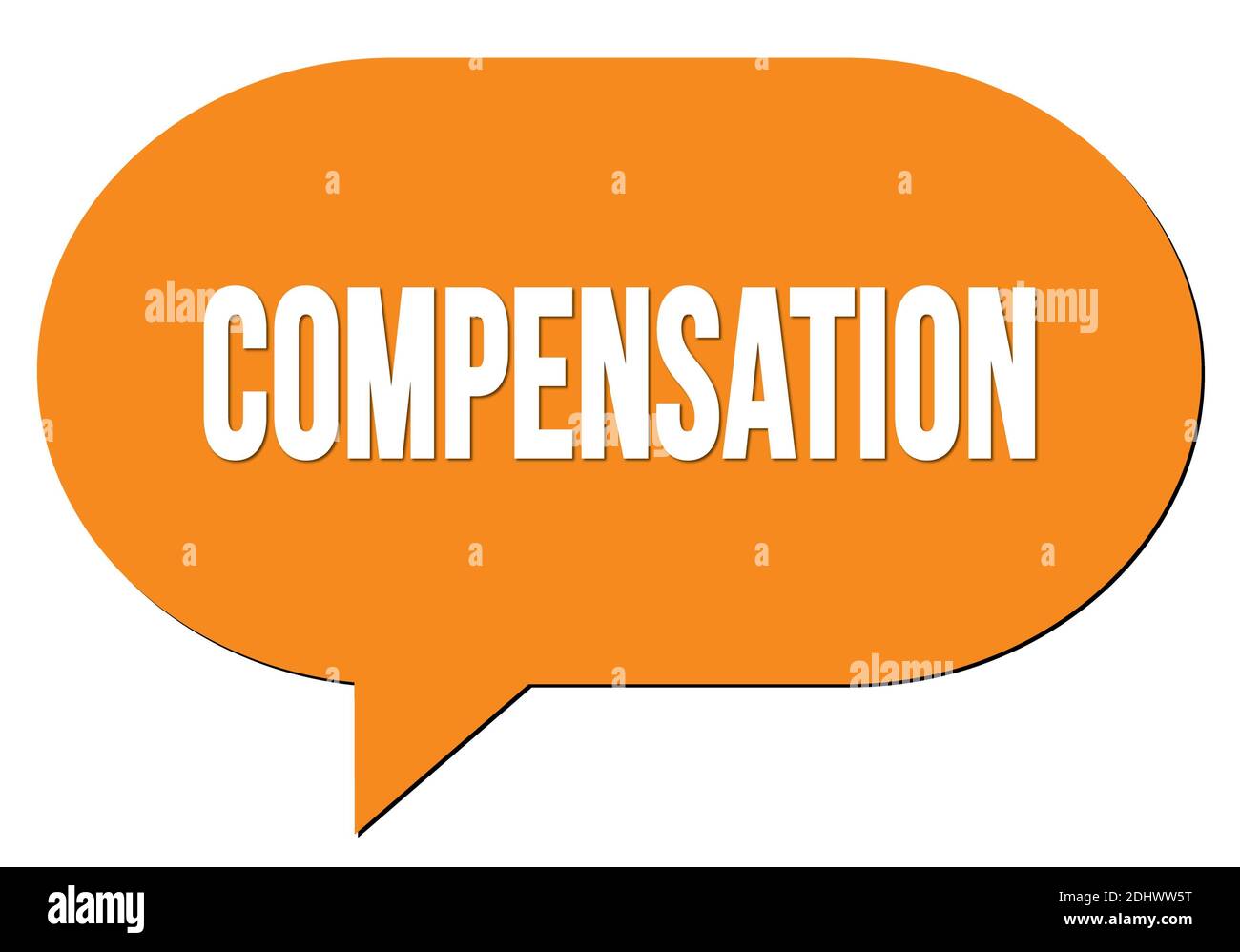 COMPENSATION text written in an orange speech bubble stamp Stock Photo ...