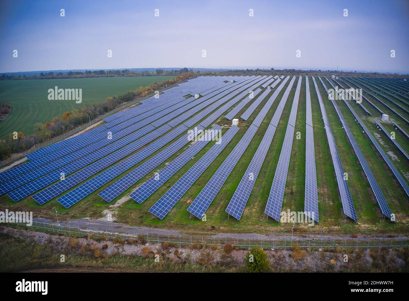 Aerial view huge solar farm hi-res stock photography and images - Alamy